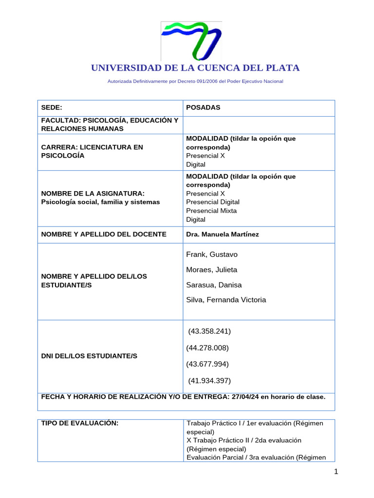 Tp2 - Ps Social - Frank, Moraes, Sarasua, Silva | PDF | Familia | Estereotipos
