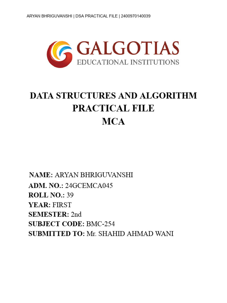 Dsa Practical File Ayush | PDF | Queue (Abstract Data Type) | Namespace