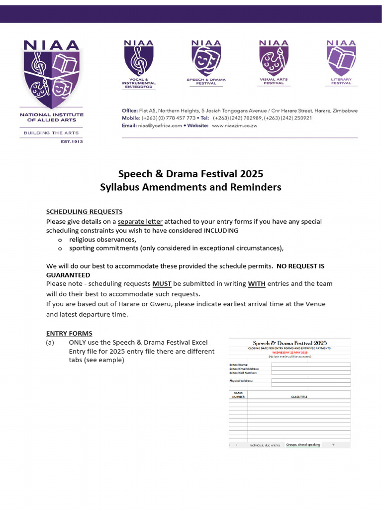 Speech & Drama Festival 2025 Guidelines | PDF