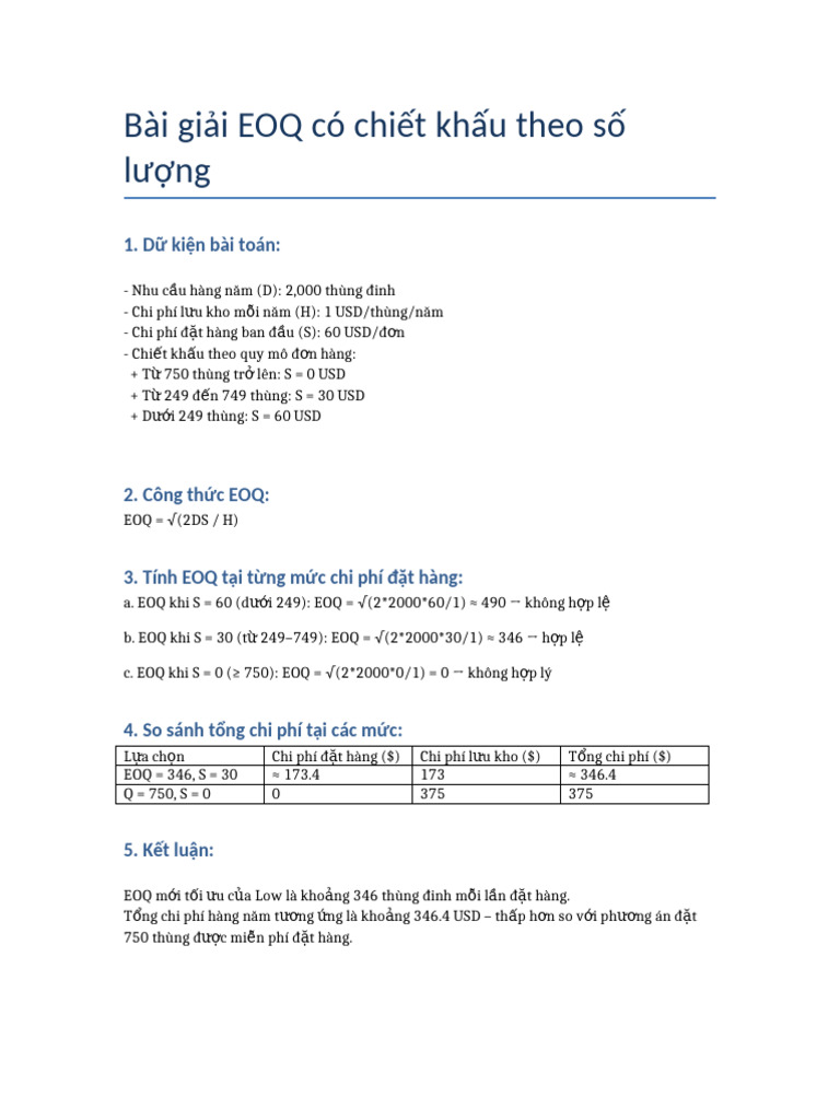 Bai Giai EOQ Chiet Khau | PDF