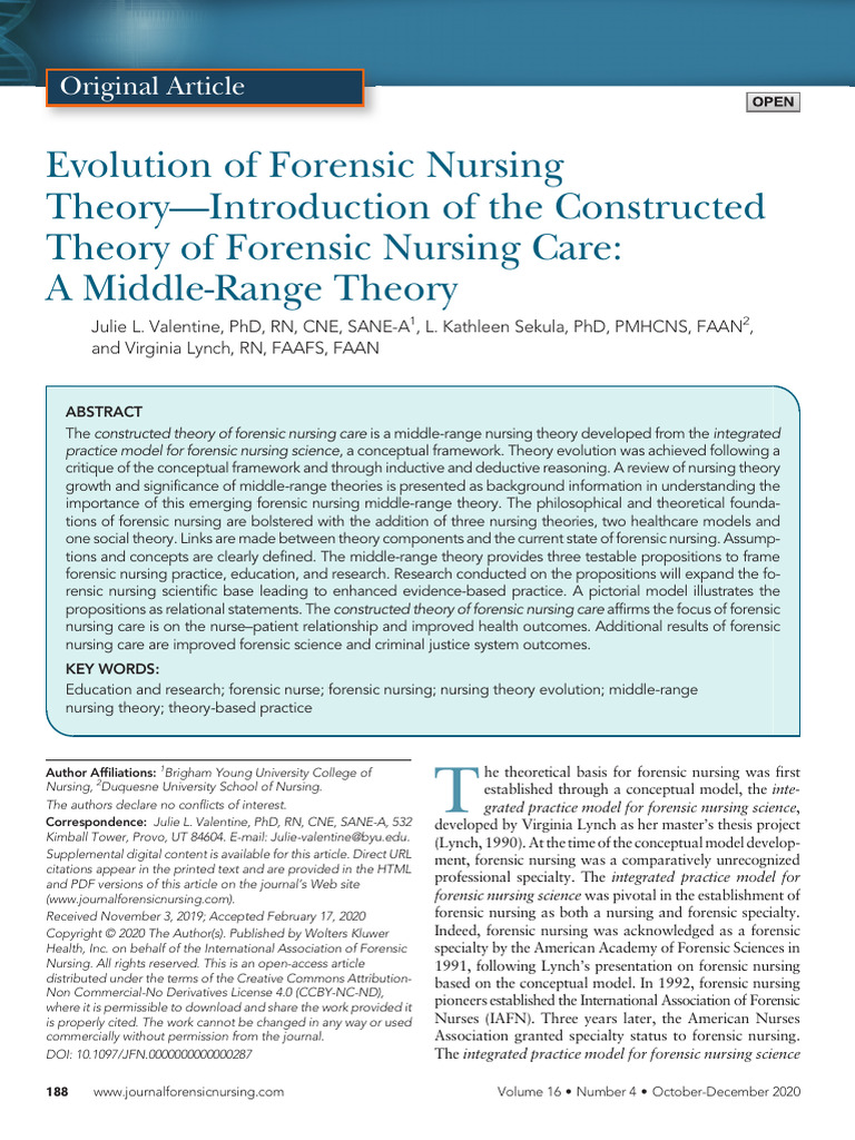 Forensic Nursing Care Theory Evolution | PDF | Theory | Nursing