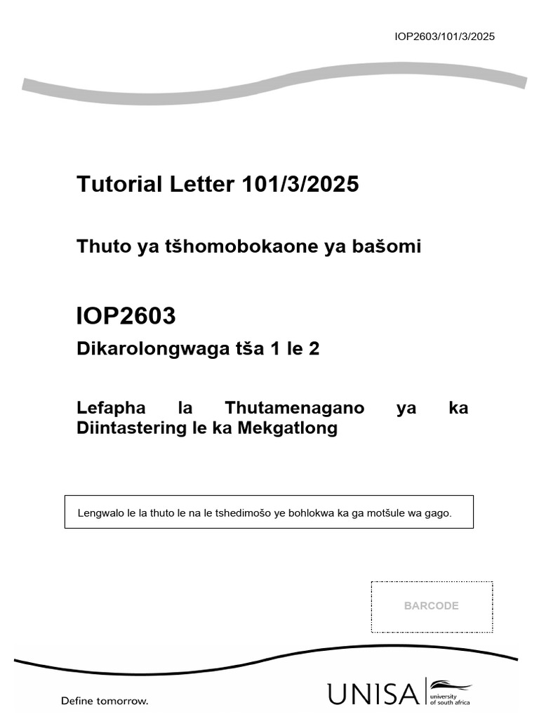 TL101 3 2025 IOP2603 - N.Sotho | PDF