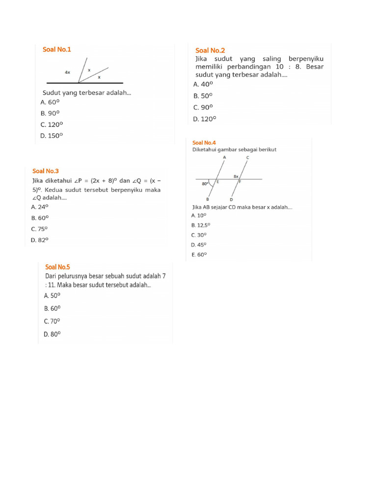 Latihan2 Soal Garis Dan Sudut | PDF