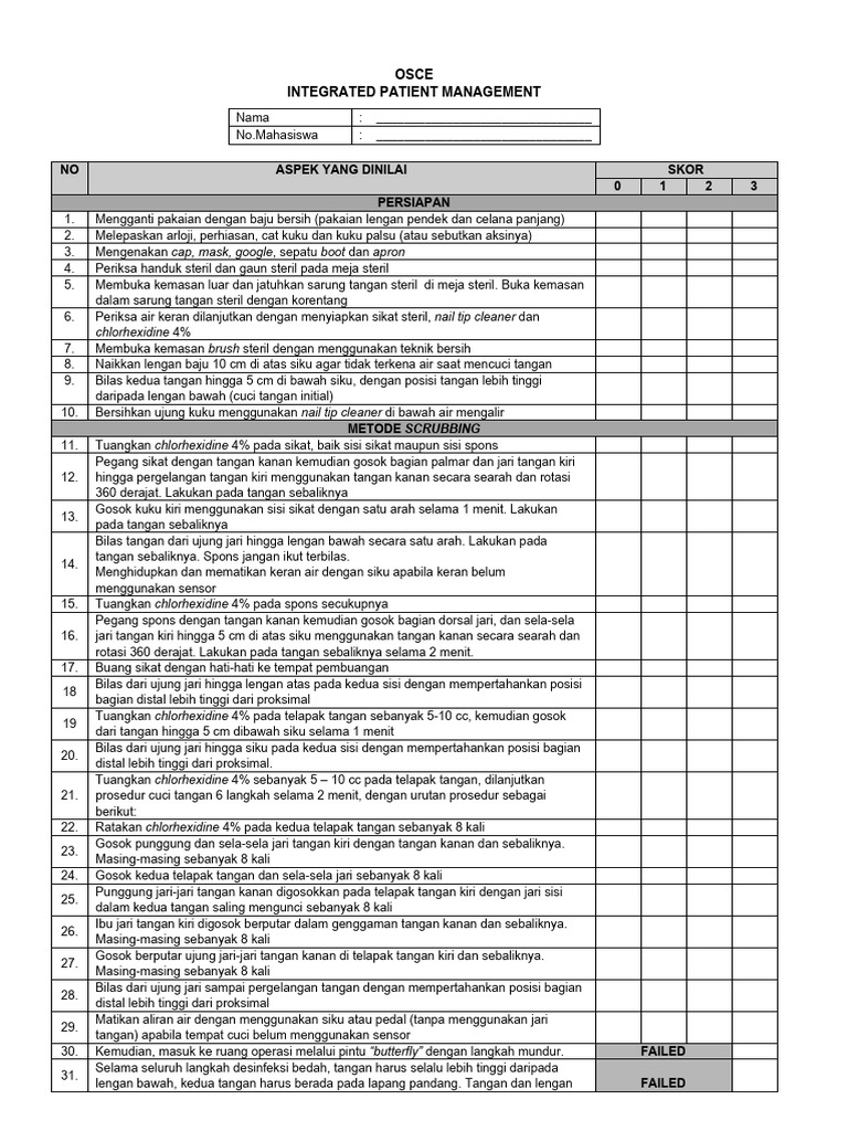 Ceklist Aseptik Prosedure Minos Sem 2.final | PDF