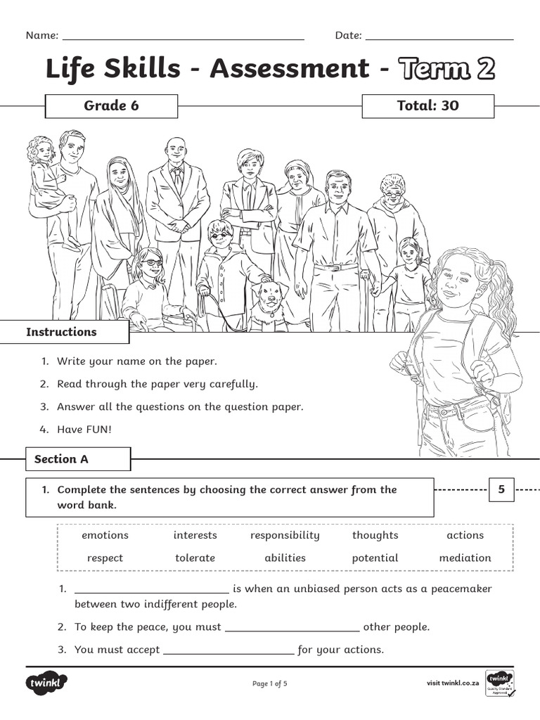 Grade 6 Life Skills Term 2 Assessment | PDF | Bullying | Learning