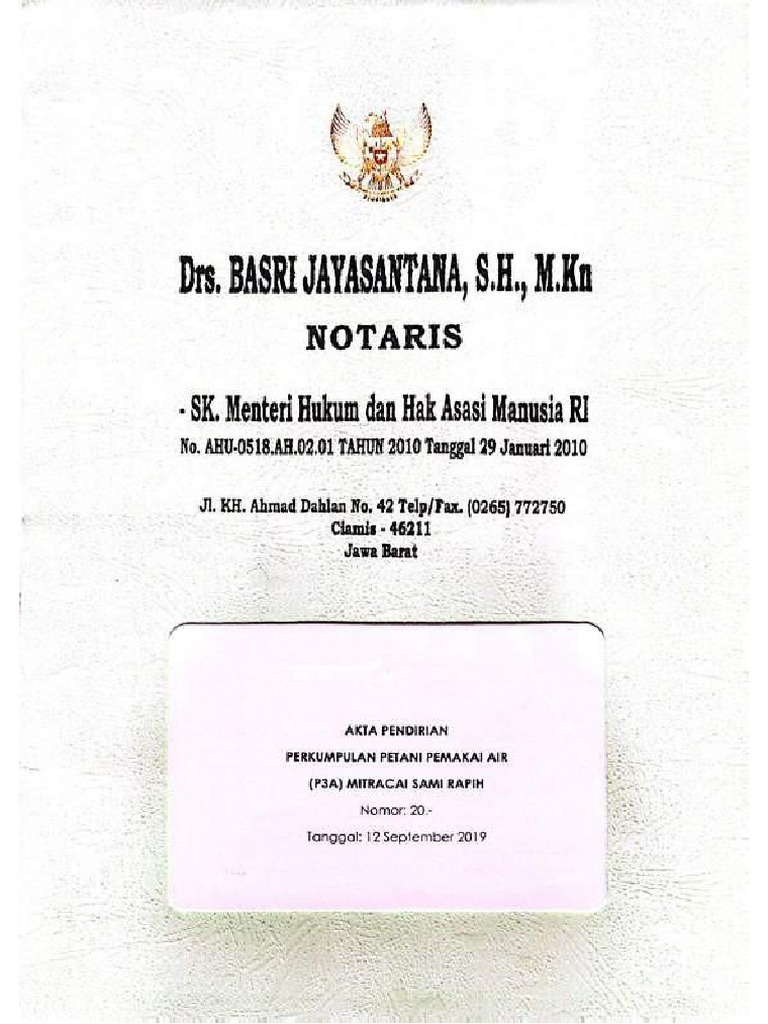 Contoh Akta Notaris Dan KTP KSB | PDF