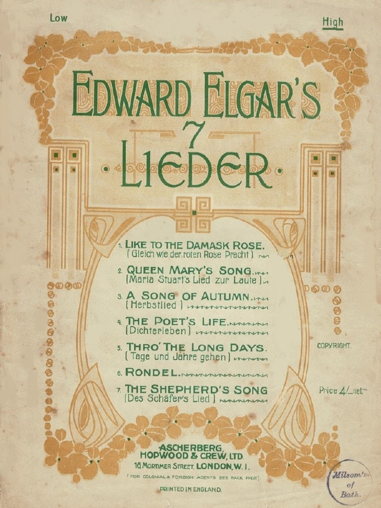 IMSLP556712-PMLP897238-Elgar Seven Lieder High Voice | PDF