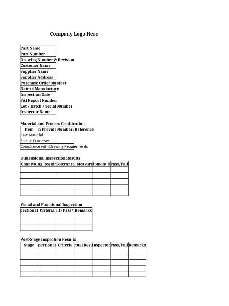 FAI Report Template Complete | PDF