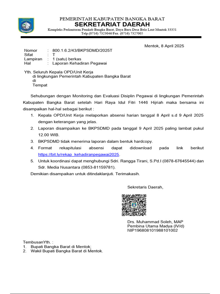 20250408152953surat Laporan Absen Sidak Hari Raya 2025 | PDF