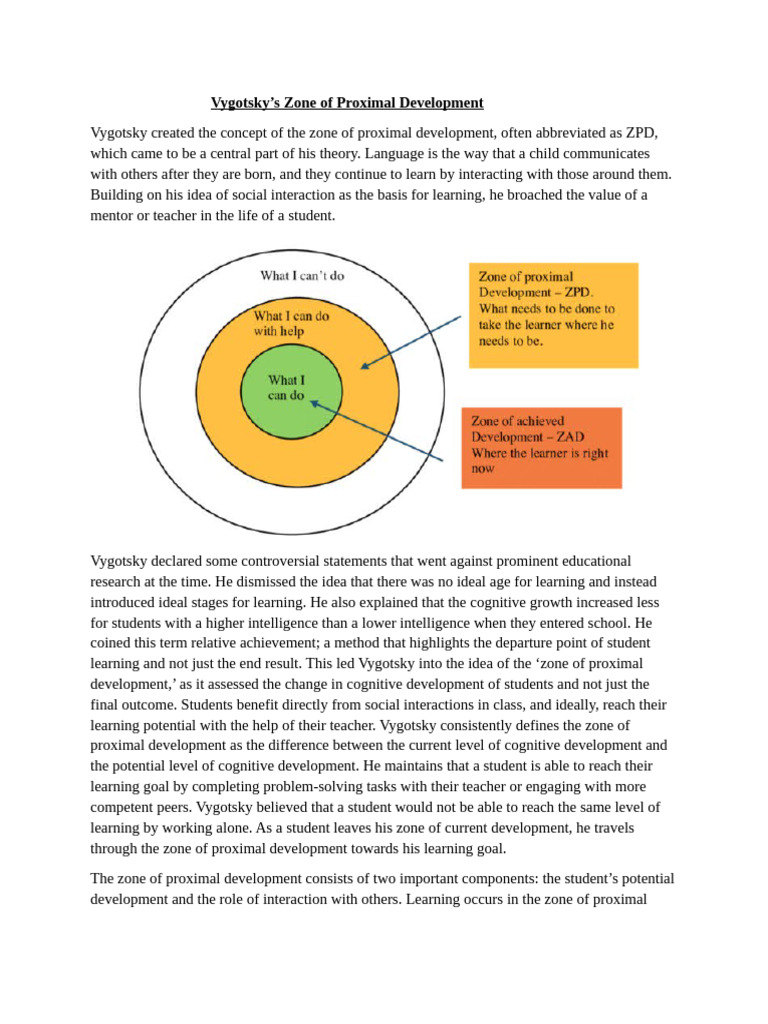 Vygotsky's Zone of Proximal Development | PDF | Learning ...