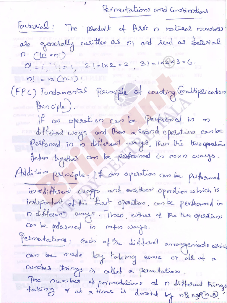 Permutations Combinations Pdf
