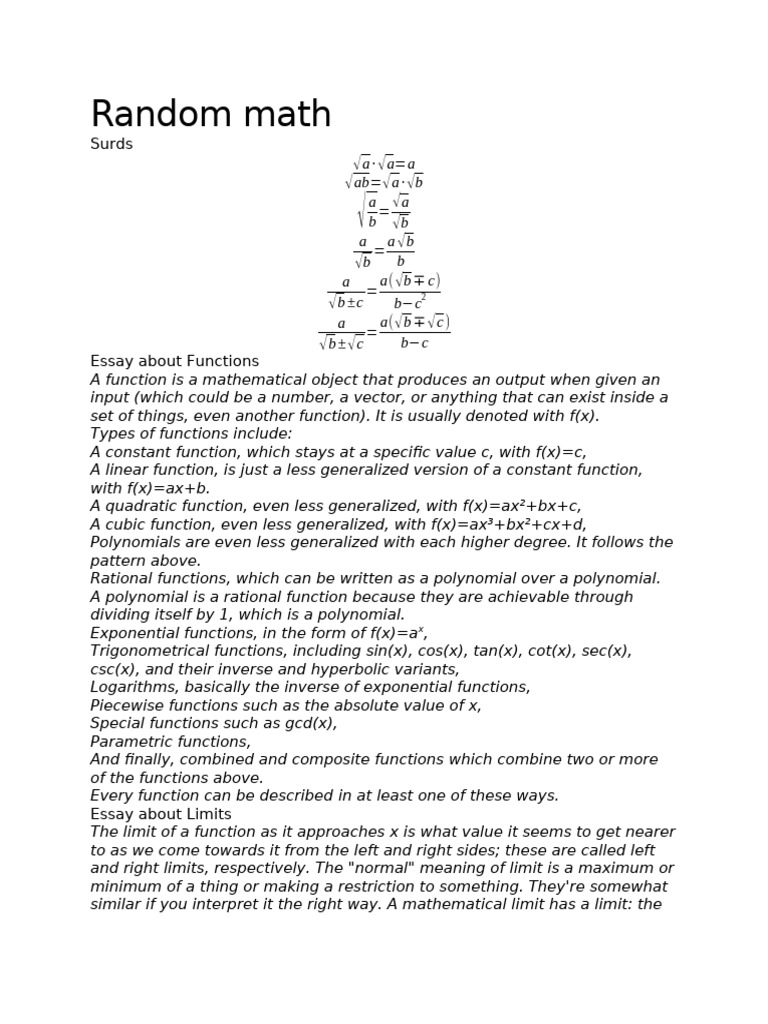 My Extremely Old Math Notes - Random Math | PDF | Function (Mathematics ...