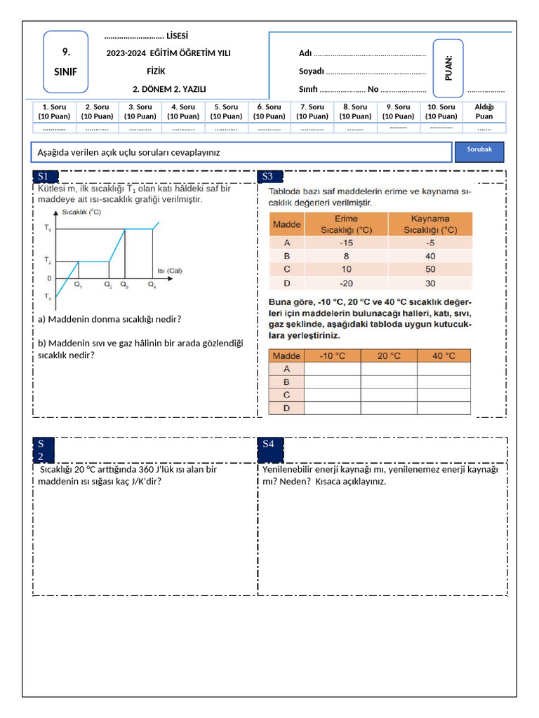 9 Sinif Fizik Sorubak Com 2d2y AVKT TLF 3002510021 | PDF