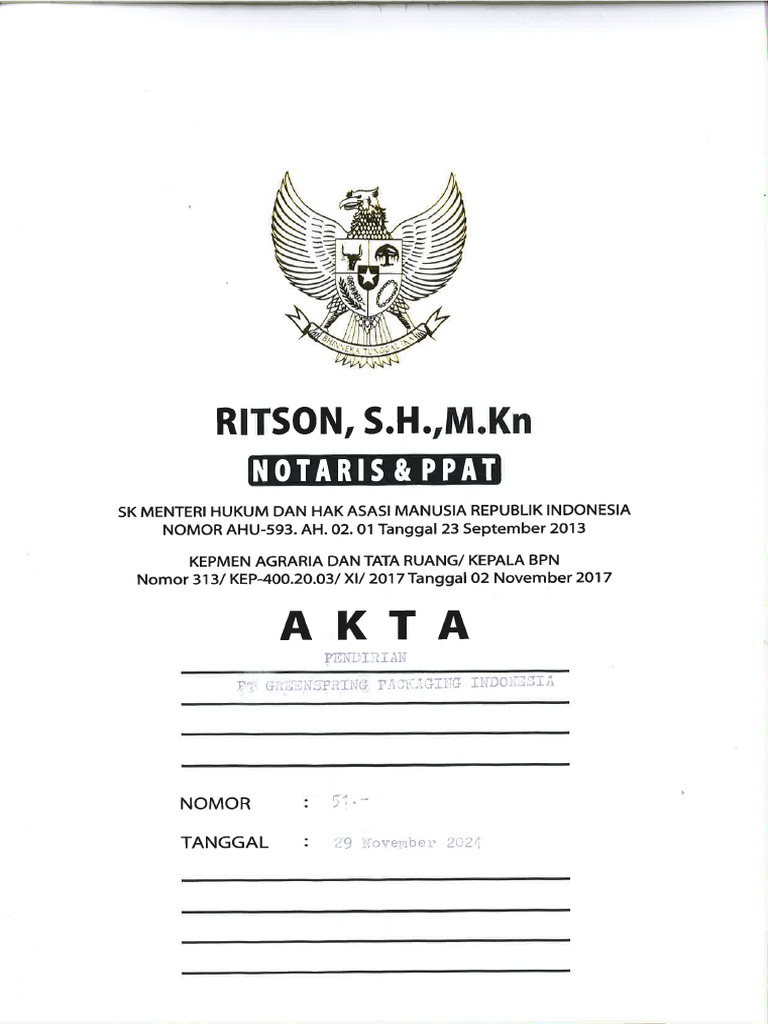 Akta Pendirian PT Gpi | PDF