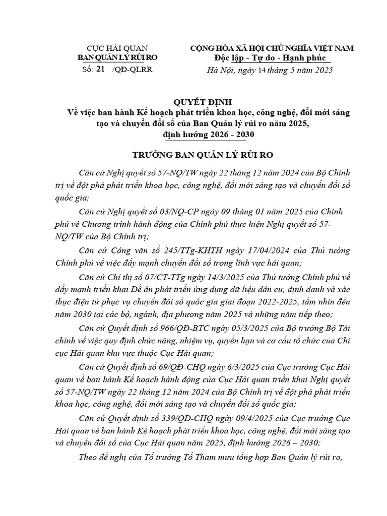 QĐ KH phát triển KH CN của Ban QLRR | PDF