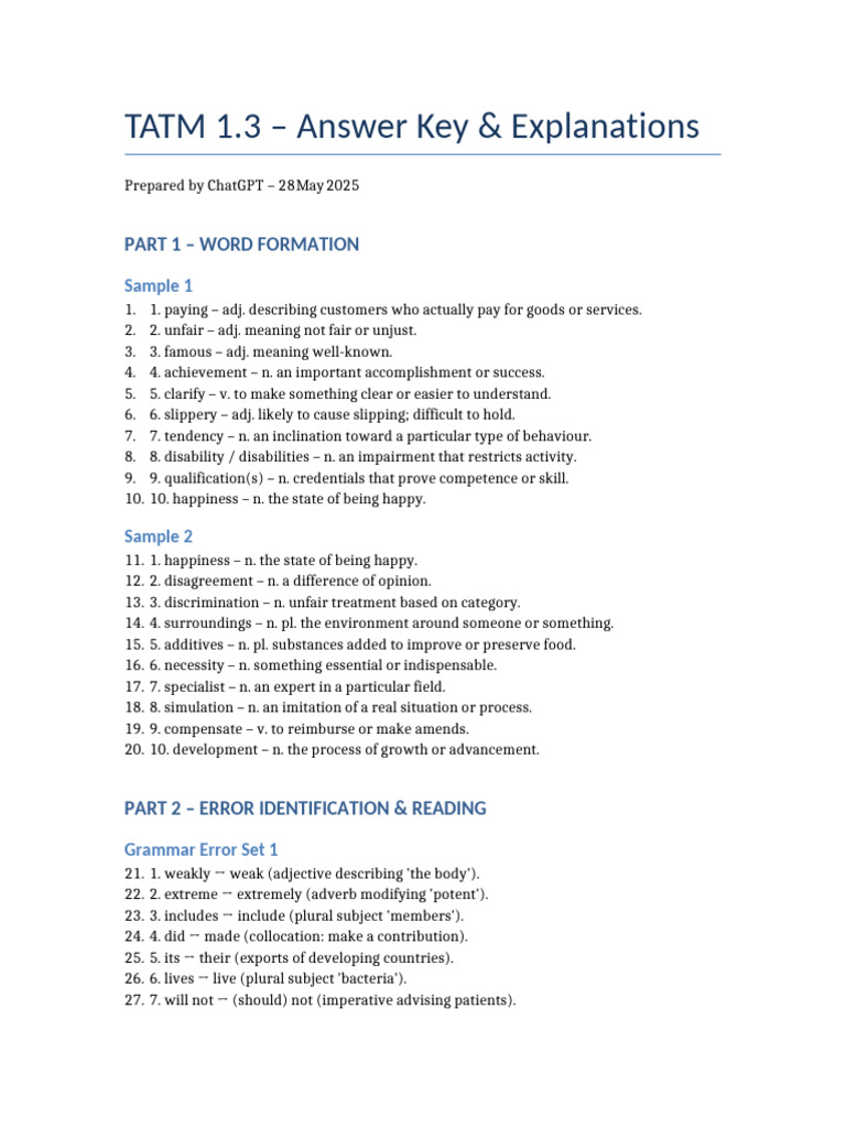 TATM 1.3 Answer Key English | PDF | Online Shopping