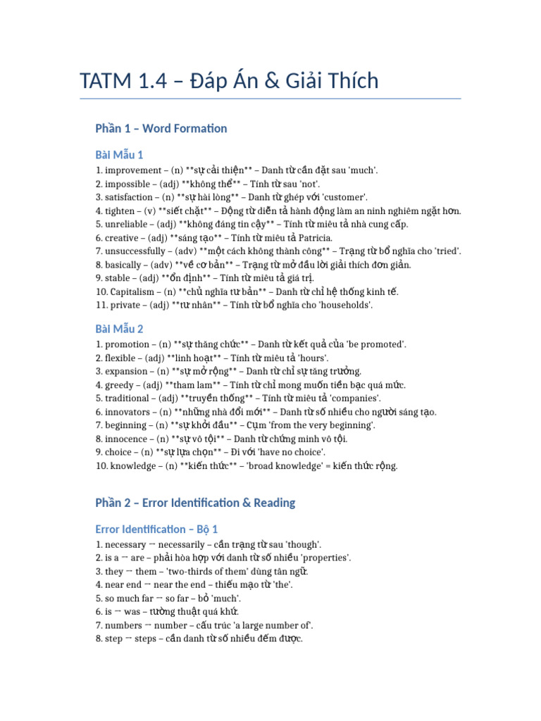 TATM 1.4 Answer Key | PDF