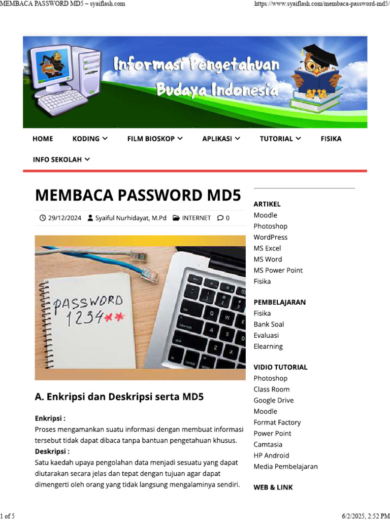 Membaca Password Md5 - Syaiflash | PDF