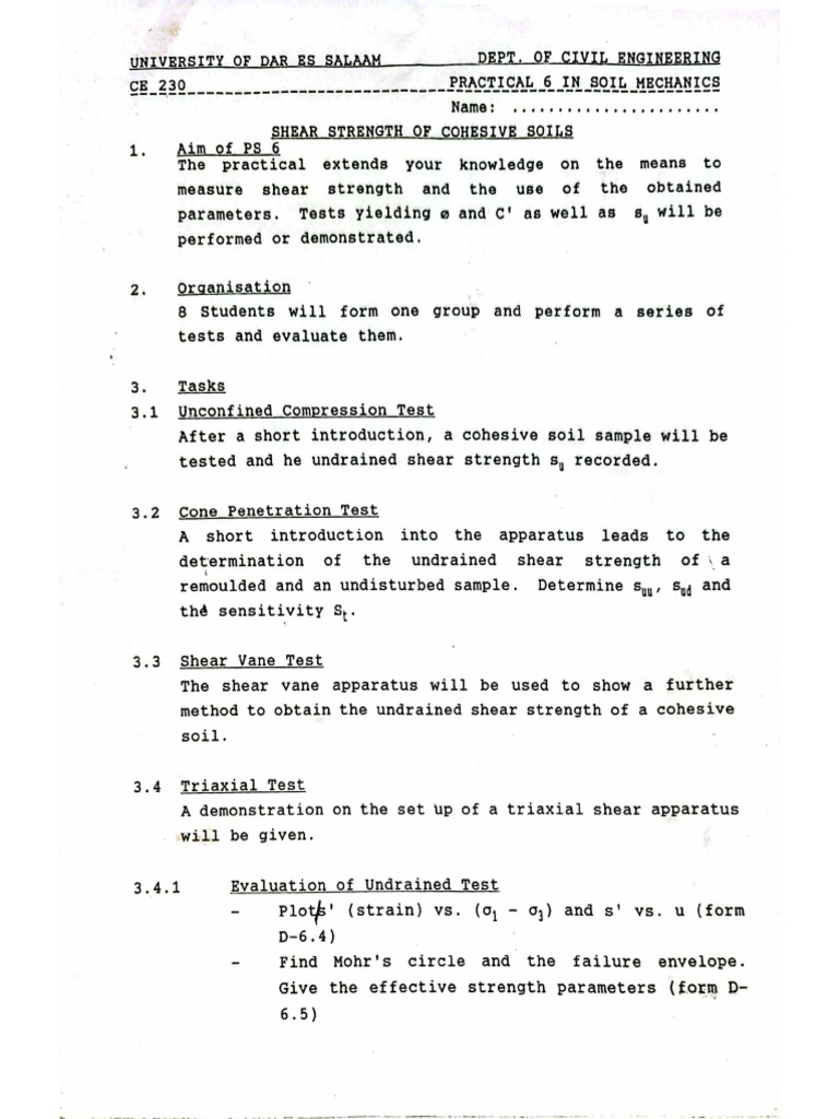 Shear Strength of Cohesive Soils | PDF