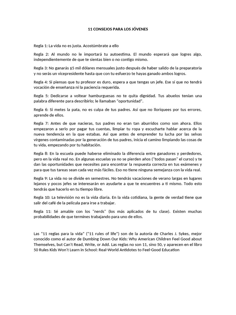 Consejos Prácticos para Jóvenes | PDF