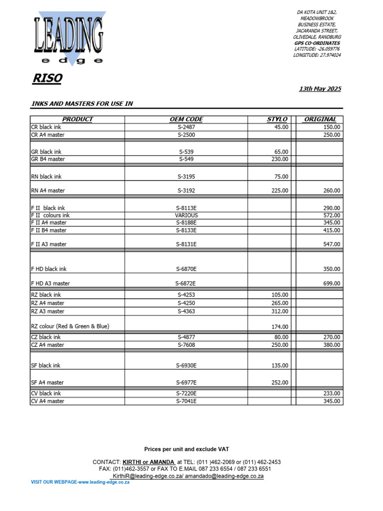 Leading Edge Distribution - Price List 13th May 2025 | PDF | Office ...
