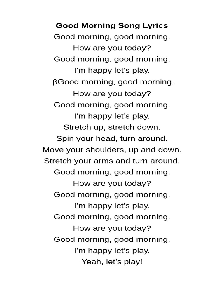 Good Morning Song for Kids Lyrics | PDF