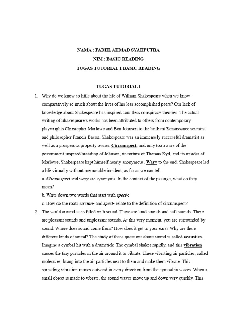 Tugas Tutorial 1 Basic Reading UT | PDF | Sound | Saint Patrick