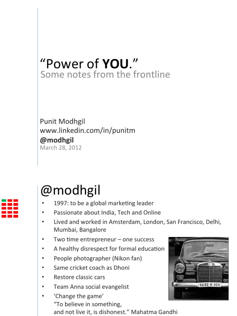 "Power of YOU.": Some Notes From The Frontline | PDF | Internship | Job ...
