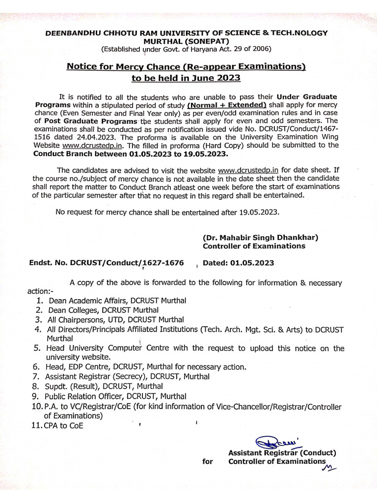 Mercy Chance Notice June 2023 Exam | PDF