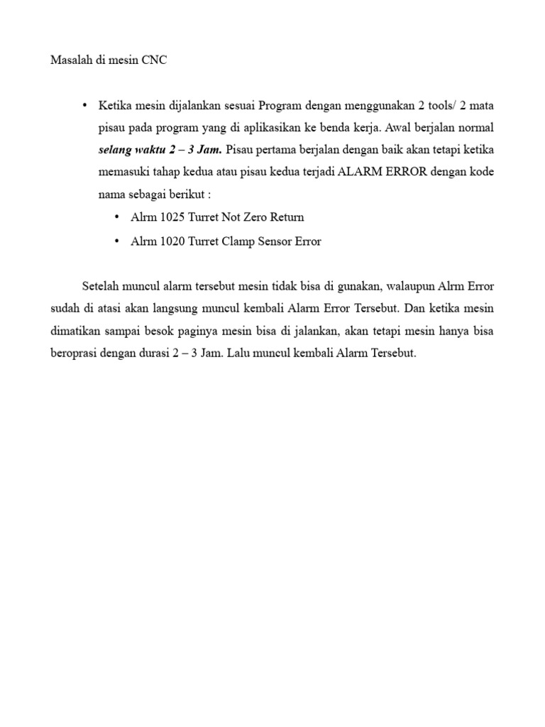 Problem Mesin CNC | PDF