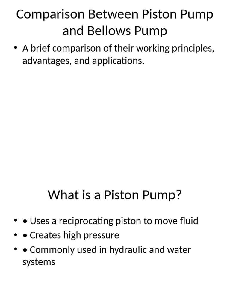 Comparison Piston Vs Bellows Pump | PDF