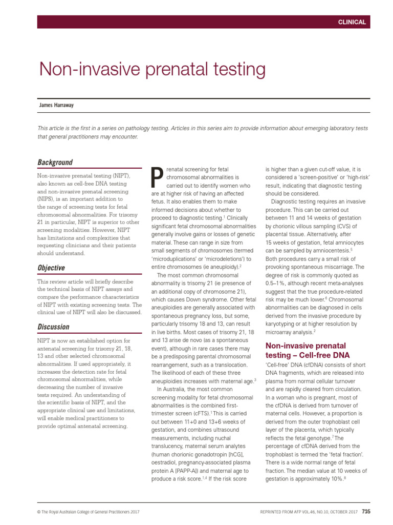 AFP 2017 10 Clinical Prenatal Testing 1 | PDF | Medical Specialties ...
