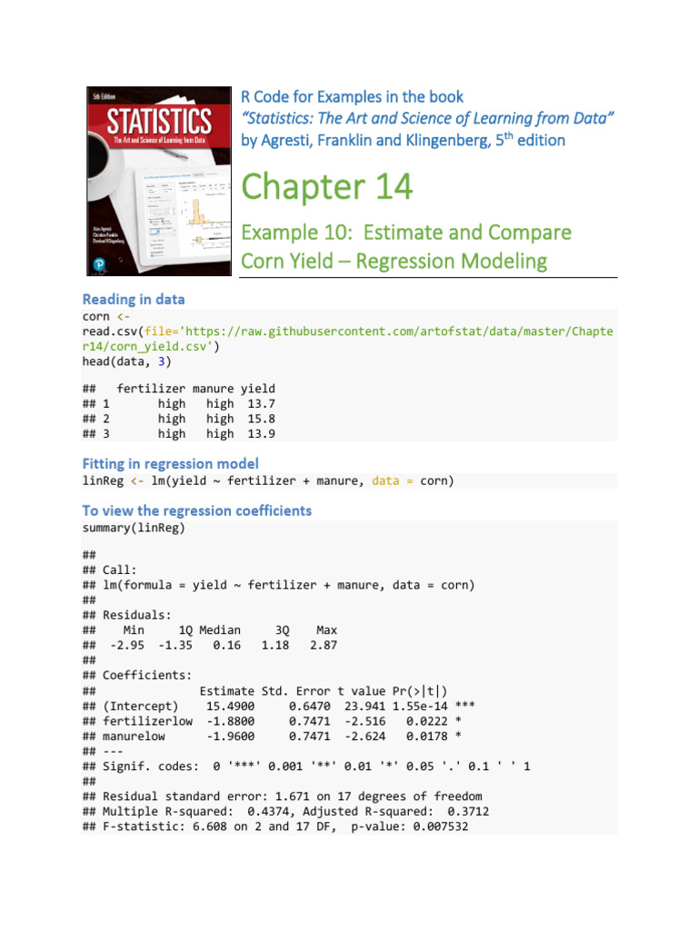 CHP 14 Example 10 RegressionModeling | PDF