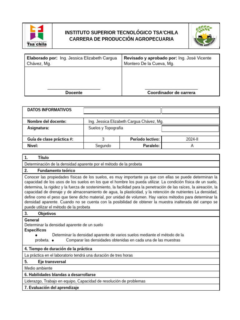 Pr-Ctica N - 2.1. Densidad Aparente Probeta | PDF | Suelo | Densidad