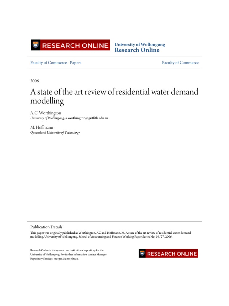 A State Of The Art Review Of Residential Water Demand Modelling Pdf Demand Ordinary Least