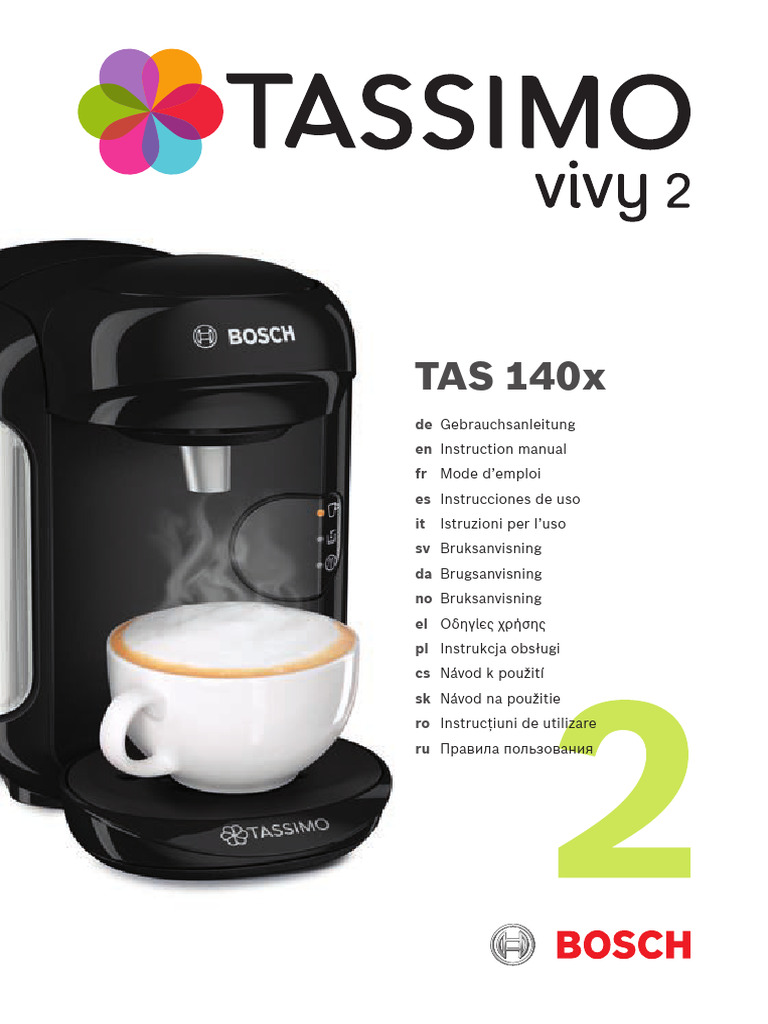 Bosch TAS1406 Tassimo Vivy 2 Coffee Machine | PDF