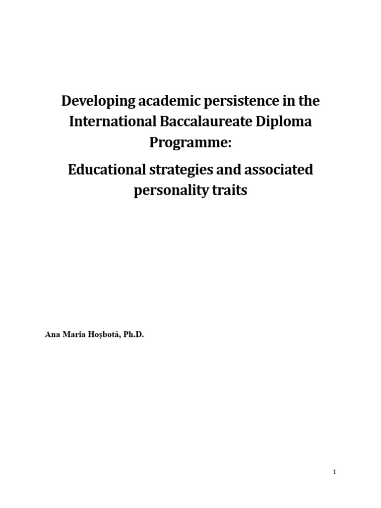 Developing Academic Persistence in The IBDP | PDF | Motivational ...