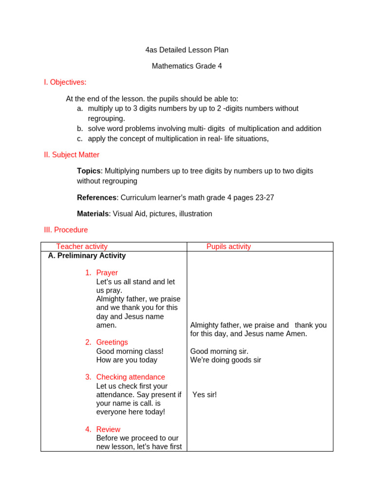 4as Detailed Lesson Plan in Math New MAY WITH POWERPIONT | PDF ...