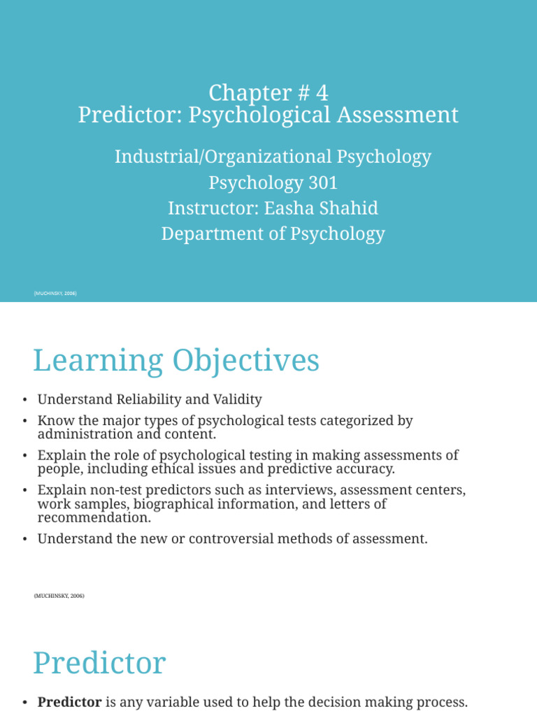 Chapter 4 Predictor- Psychological Assessment | PDF | Validity (Statistics) | Educational Assessment