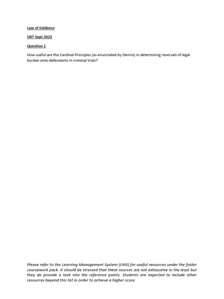 Evidence CW Question | PDF