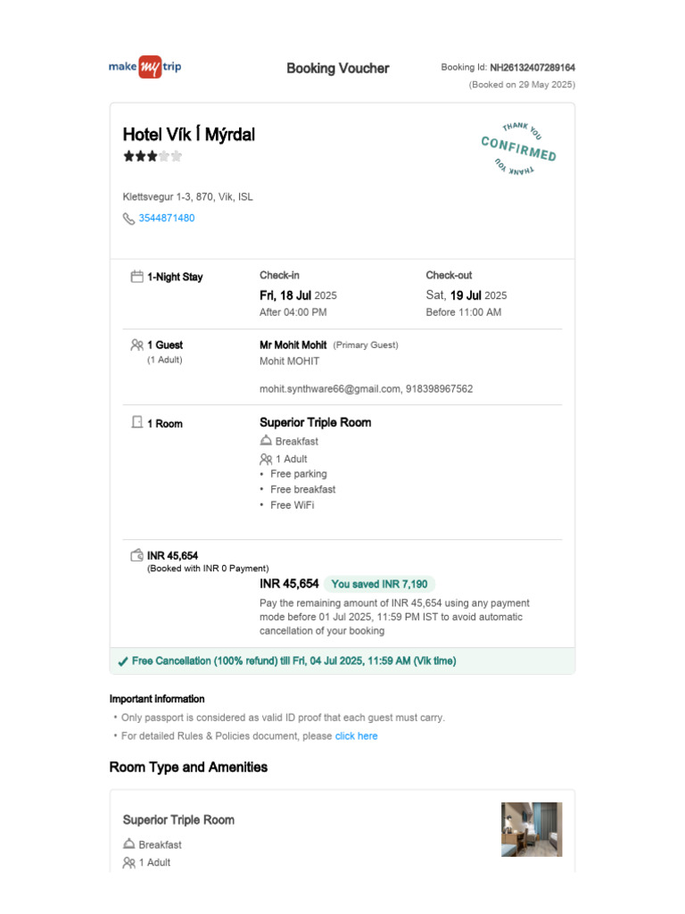 Booking Confirmation Voucher | PDF