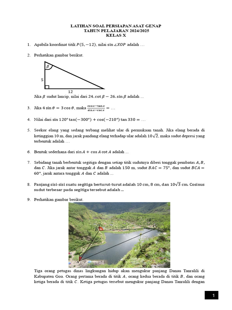 Lat Soal Pas Genap Matematika Kelas X | PDF