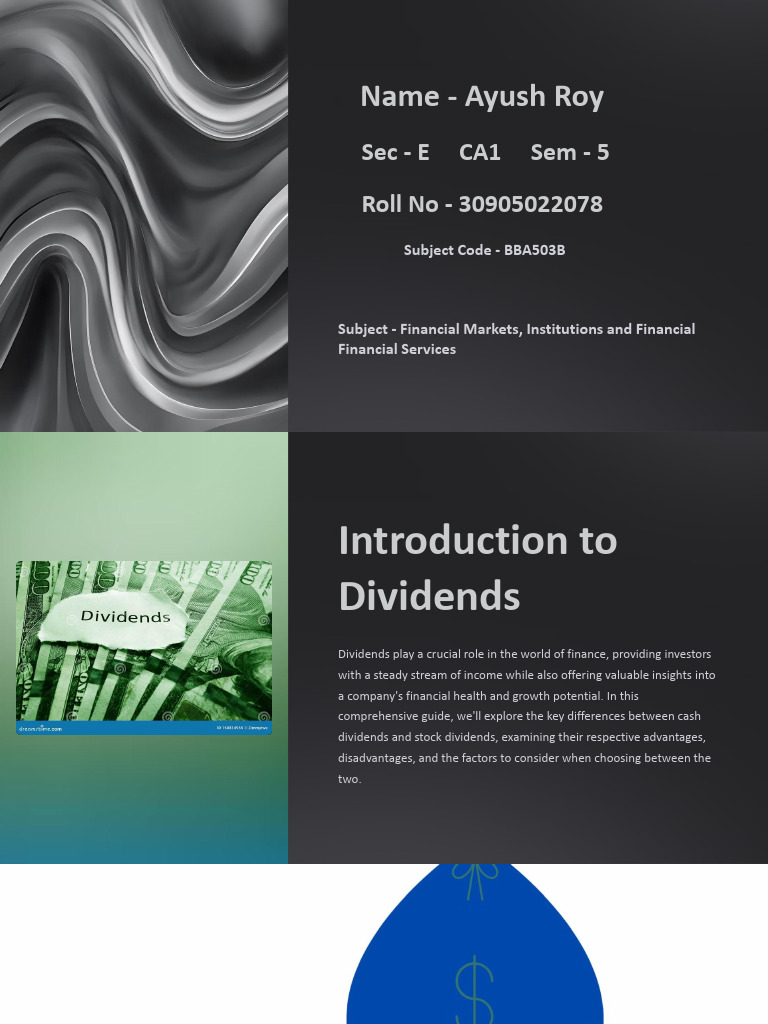 Ayush Roy - 30905022078 - BBA503B - FMIFS | PDF | Dividend | Stocks