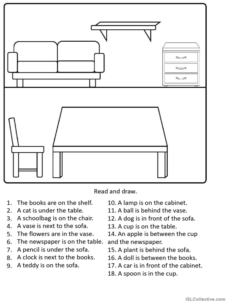 Prepositions of Place Drawing-1 | PDF