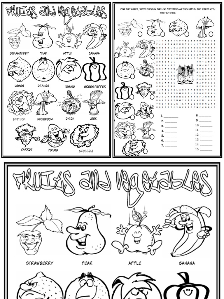 Fruits and Vegetables Worksheet for Kids | PDF