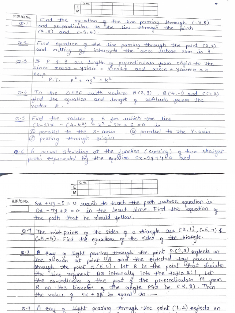 Straight Lines Worksheet | PDF