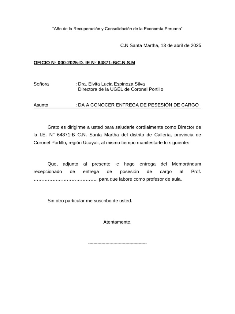 Oficio 2025 Dely | PDF