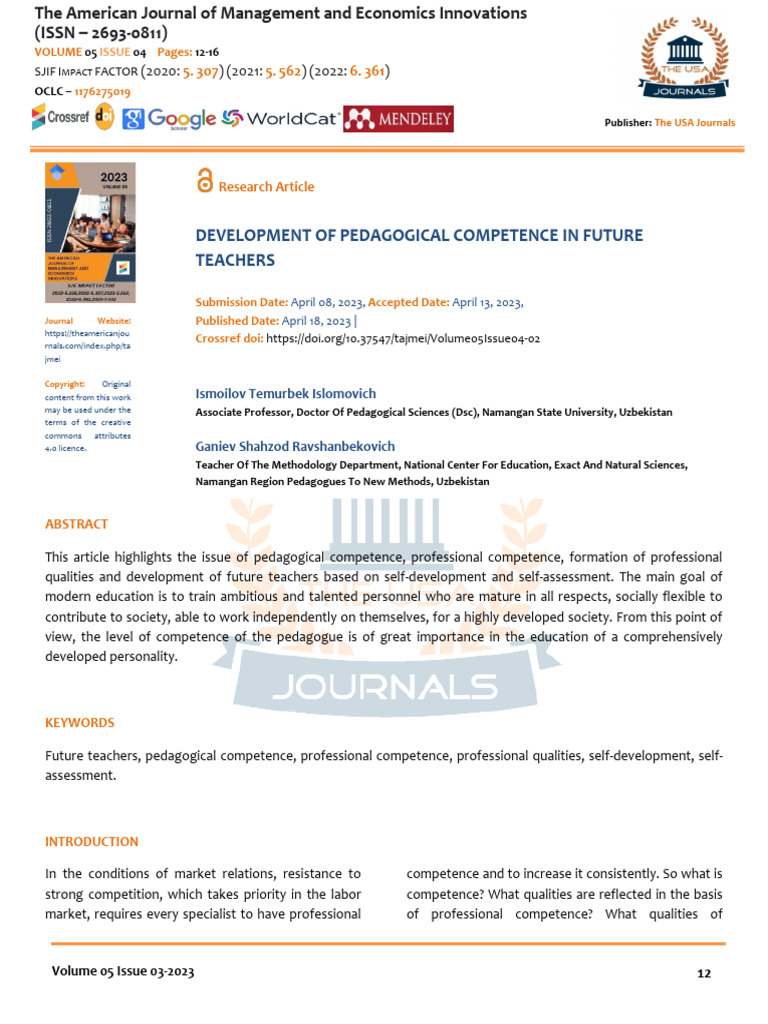 Development of Pedagogical Competence in Future Teachers | PDF ...