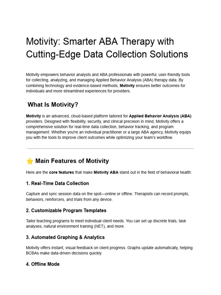 Motivity ABA: Transforming Data Collection in Applied Behavior Analysis ...