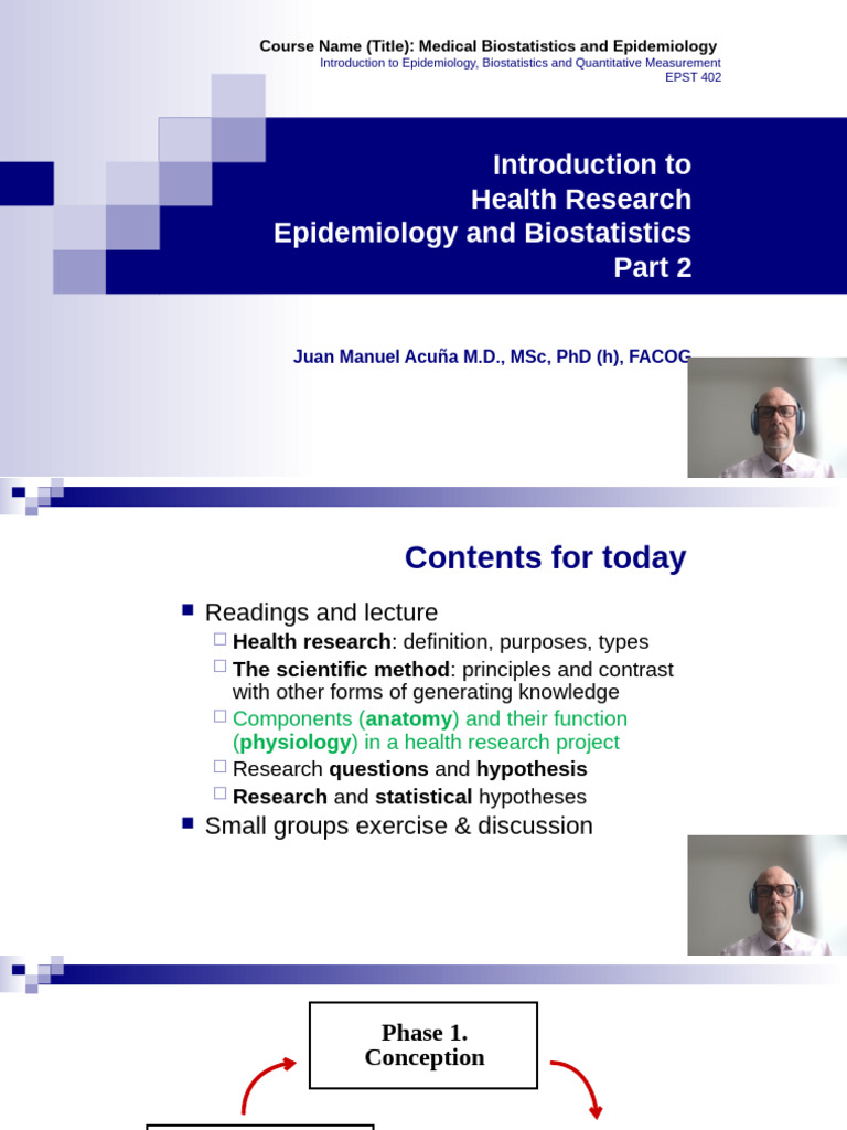 Session 1-P2 Introduction To Epi-BIOS and Health Research | PDF | Hypothesis | Statistics